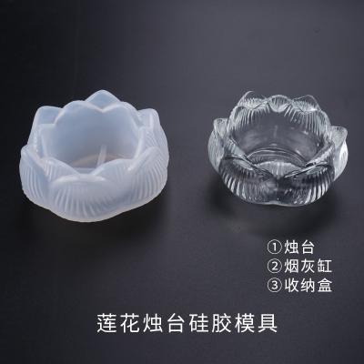 China DIY Crystal Dropping Gel Mold Lotus Candlestick Storage Box Ashtray Multi functional Mirror Silicone Mold for sale