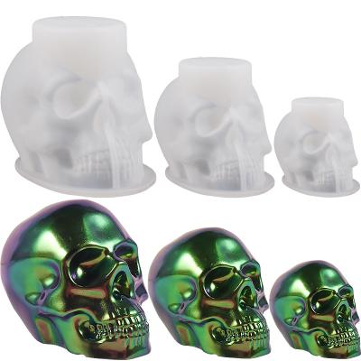 China DIY dropper candle, small skull keychain pendant, Halloween skull ornament, silicone mold for sale