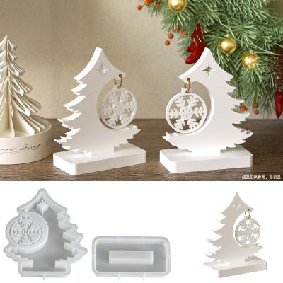 China DIY Drip Glue Mold Christmas Tree Snowflake Hanging Ornament Aromatherapy Gypsum Silicone Mold for sale