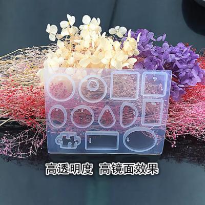 China Crystal Drip Glue Necklace Pendant Silicone Mold DIY Handmade Jewelry Water Drop Square Elliptical Puzzle with Hole Mold for sale