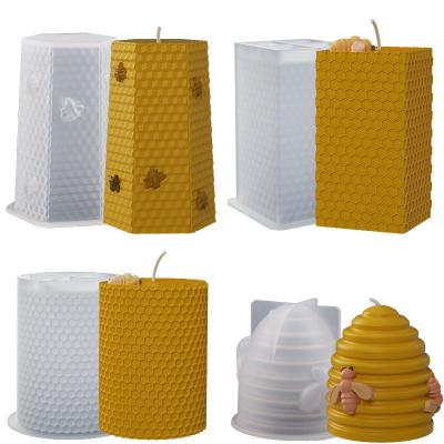 China Cross mirror 3D Honeycomb Candle Silicone Mold DIY Aromatherapy Honeycomb Soap Cake Mold for sale