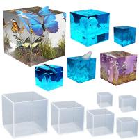 China High transparency mirror cube silicone mold DIY crystal drip glue crafts gypsum candle resin grinding for sale
