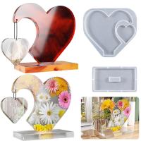 China DIY Drip Glue Resin Gypsum Large Heart Small Heart Splicing Picture Frame Platform Base Silicone Mold for sale