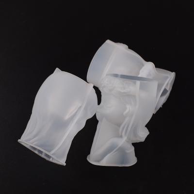 China Div Sleeping Beauty Flower Beauty Pottery Resin Dropping Grinding Tools Portrait Gypsum Candle Stand Silicone Mold for sale