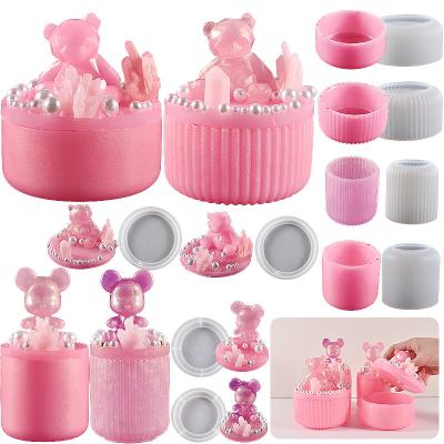 China DIY crystal drop glue stripe storage box storage can epoxy resin mirror cup silicone mold for sale