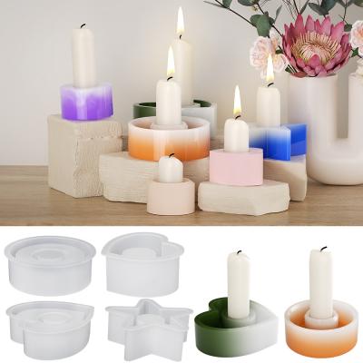 China Crystal dropper circular heart-shaped candle holder mold, aromatherapy candle holder DIY gypsum candle holder silicone mold for sale