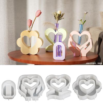 China DIY dropper love arch flower vase silicone mold heart-shaped flower vase branch hydroponic flower vase ornament table mold for sale