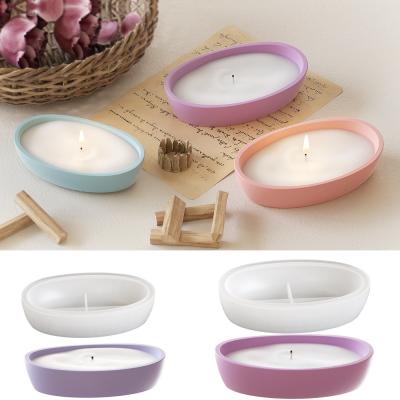 China Dropping glue oval boat flowerpot silicone mold DIY gypsum storage bowl candle cup container ornament grinding for sale