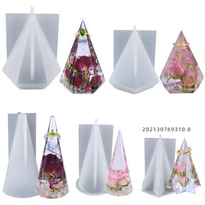 China DIY crystal dropper mold cylindrical cone ring holder candle stand jewelry silicone mold for sale