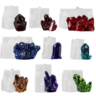 China DIY Drip Gel Crystal Cluster Mold 18 Ice Cluster Ornaments Rockery Crystal Stone Ice Crystal Column Candle Silicone Mold for sale