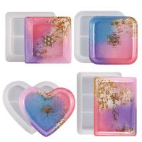 China DIY drip glue crystal resin glue square heart rectangular dish plate decoration gypsum tray silicone mold for sale