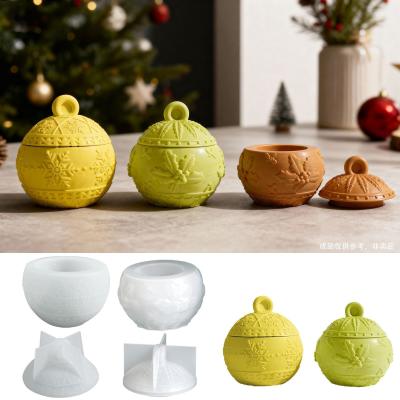 China Embossed Berry Christmas Snowflake Storage Can Silicone Mold DIY Aromatherapy Gypsum Candle Cup Mold for sale
