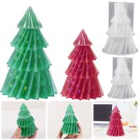 China Crystal Dropping Resin Mold Folding Stripes Christmas Tree Candle Ornament DIY Gypsum Silicone Mold for sale