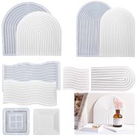 China DIY Glue Gum Gypsum Candle Stand Arched Wave Terraced Storage Tray Silicone Mold for sale