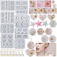China DIY dropper resin three-dimensional pentagram circular heart-shaped square pendant earrings silicone mold for sale