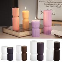 China New Product Size: Geometric Cylinder Vertical Stripe Candle Ornament DIY Aromatherapy Resin Candle Silicone Mold for sale