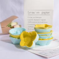 China Thickened round heart-shaped silicone egg tarts, Mafen cups, high-temperature resistant cake pudding cups for sale