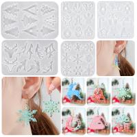 China DIY Crystal Droplet Christmas Series Pendant Earring Mold Christmas Tree Snowflake Deer Horn Earrings Silicone Mold for sale