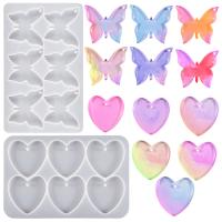 China DIY crystal drop glue six joint hole love butterfly pendant keychain hanging decoration silicone mold wholesale for sale