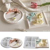 China DIY Square Round Bow Bubble Bead Coaster Ins Wind Aromatherapy Gypsum Plate Silicone Mold for sale