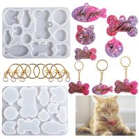 China Crystal dropper DIY cat pet hanging fish dog bone anti loss nameplate pendant silicone mold for sale