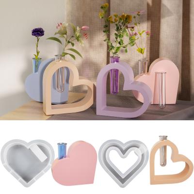 China Crystal dropper love tube flower vase ornament DIY aromatherapy gypsum concrete flower arrangement silicone mold for sale