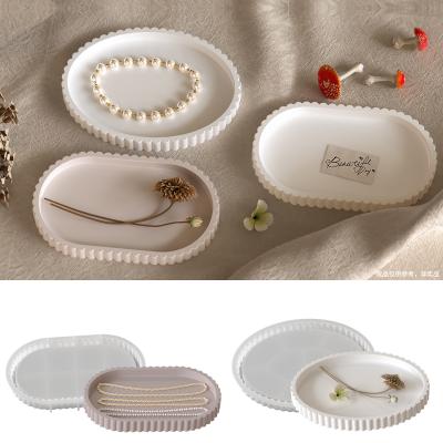 China DIY circular stripe elliptical gear lace tray silicone mold aromatherapy resin gypsum mold for sale