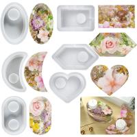 China Crystal Drip Glue Gypsum Grinding Tools Elliptical Moon Heart Hexagonal Candle Table Silicone Mold for sale