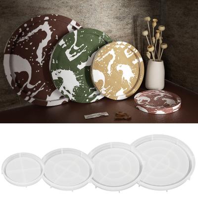 China DIY Drip Glue Gypsum Cement Disc Round Plate Mold Large Circular Storage Tray Flower Pot Base Silicone Mold for sale
