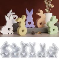 China Little Rabbit Gypsum Grinding Heart Rabbit Incense Candle Mold Cute Easter Ornament Silicone Mold for sale