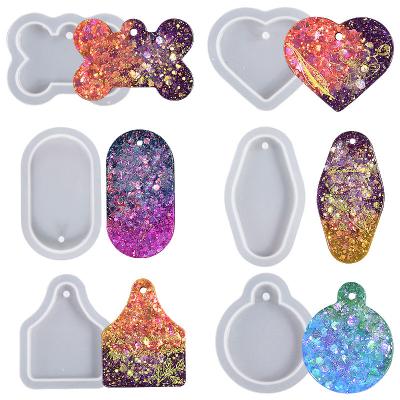 China DIY crystal drop glue sweater necklace pendant, oval fan-shaped circular bone hanging, silicone mold for sale