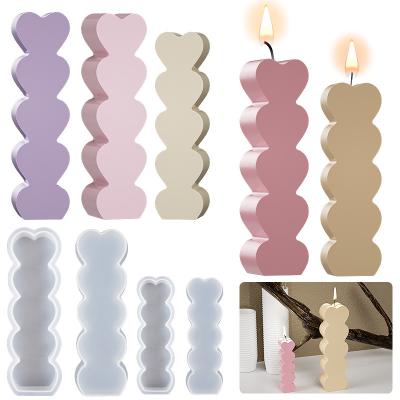 China DIY Crystal Dropping Resin Gypsum Ornament Five Link Love Bar Candle Silicone Mold Wholesale for sale
