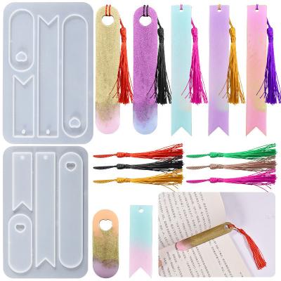 China DIY crystal dropper resin mirror oval triangular tail bookmark hanging pendant silicone mold wholesale for sale
