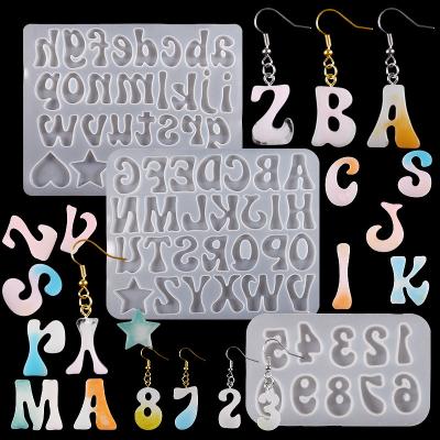 China DIY Crystal Dropping Gel Mirror Size English Alphabet Number Pendant Keychain Silicone Mold for sale