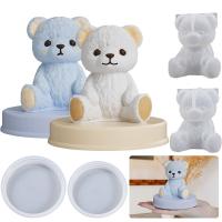 China DIY crystal dropper 3D teddy bear with smiling face, sitting bear, setting table, cold drink, ice bear, silicone mold for sale