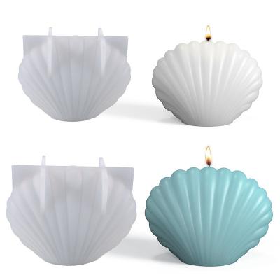 China DIY droplet size shell candle mold fan-shaped shell aromatherapy candle mirror silicone mold for sale