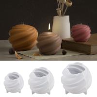 China Circular rotating spherical candle mold, planet rotating spiral carving, earth spherical aromatherapy candle silicone mold for sale