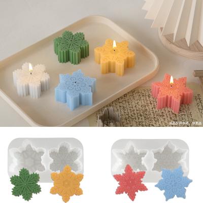 China DIY crystal dropper snowflake keychain aromatherapy gypsum candle Christmas ornament silicone mold for sale