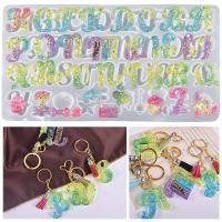 China DIY crystal drop glue 26 letter full page silicone mold, uppercase and lowercase letters, marine plant pendant, grinding for sale