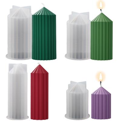 China DIY Crystal Dropping Resin Candle Grinding Stripe Cylindrical Vertebral Pendulum Jewelry Silicone Mold for sale