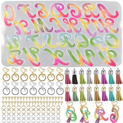 China DIY crystal dropper silicone mold shaped 26 English letter earring pendant bracelet key pendant for sale
