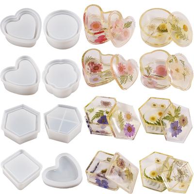 China Dropping glue storage box mold, round square hexagonal flower shaped gypsum storage box, silicone mold for sale
