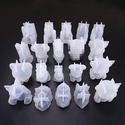 China Crystal dropper mold, multiple teddy bear geometric animal 3D unicorn blessing rabbit silicone molds for sale