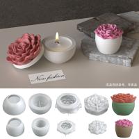 China Aromatherapy gypsum cement circular flower storage jar, peony flower mountain tea flower candle cup, silicone mold for sale