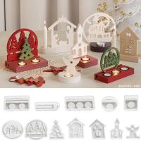 China DIY Drip Glue Gypsum Wansheng Castle House Angel Christmas Tree Single hole Double hole Three hole Candle Stand Silicone Mold for sale