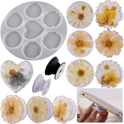 China DIY crystal dropper irregular circular heart-shaped airbag phone holder jewelry hanging silicone mold for sale