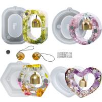 China DIY Crystal Dropping Resin Gypsum Aromatherapy Elliptical Hexagonal Rectangular Love Door Bell Silicone Mold for sale