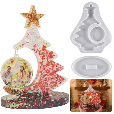 China Crystal dropper resin Christmas tree photo frame silicone mold DIY gypsum ornament hanging dropper mold for sale