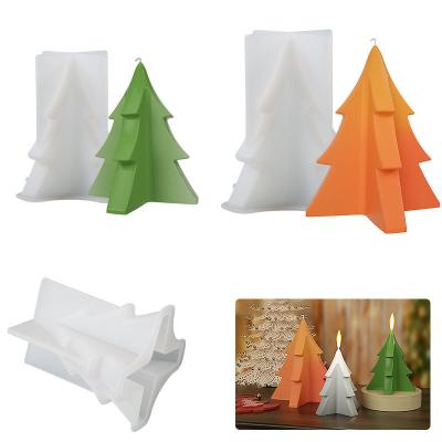 China DIY dropper resin aromatherapy candle grinding tool, four corner three-dimensional Christmas tree size silicone mold for sale