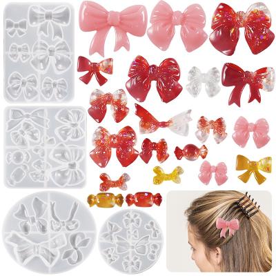 China DIY crystal drop glue hairpin, hair clip grinder, mirror flower bow earrings, earrings pendant, silicone mold for sale